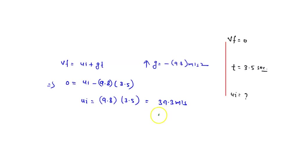 SOLVED: A object is launched into the air vertically from ground level and hits the ground after ...