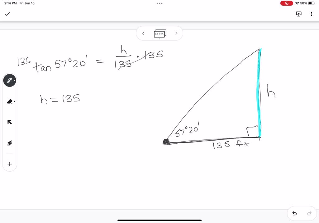SOLVED: From a point on level ground 135 feet from the base of a tower ... SOLVED: From a point on level ground 135 feet from the base of a tower ...