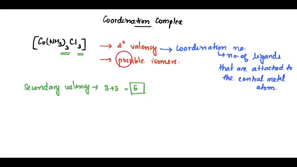 SOLVED: The number of isomers of [Co(NH3)3Cl3] complex and the ...