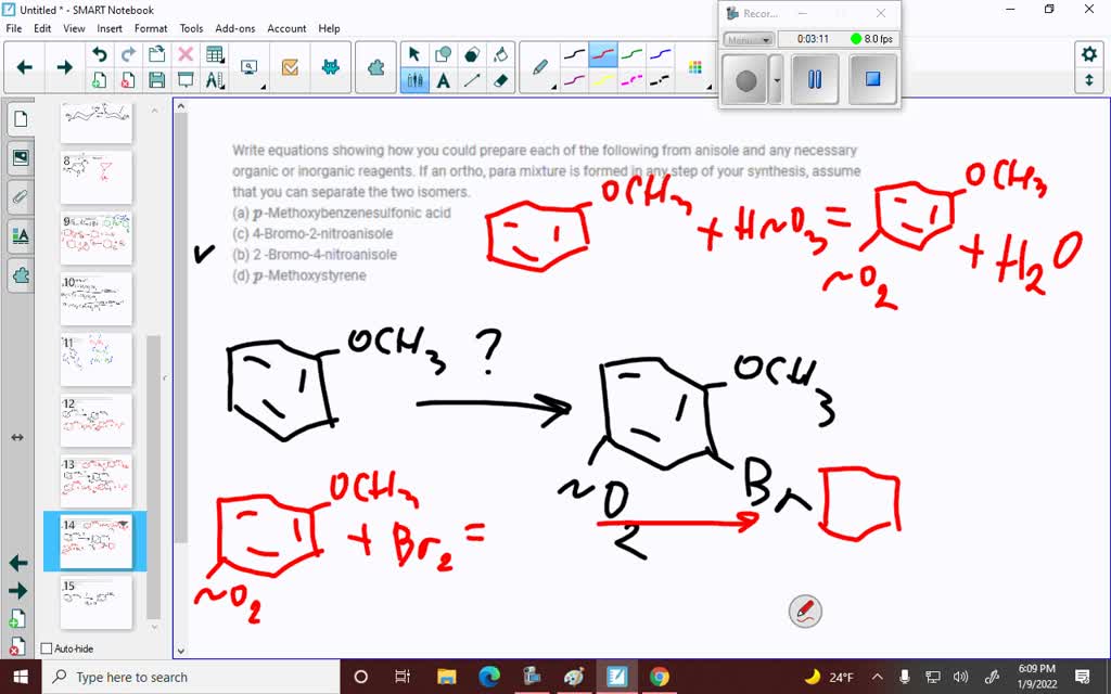SOLVED: Write equations showing how you could prepare each of the following from anisole and any ...