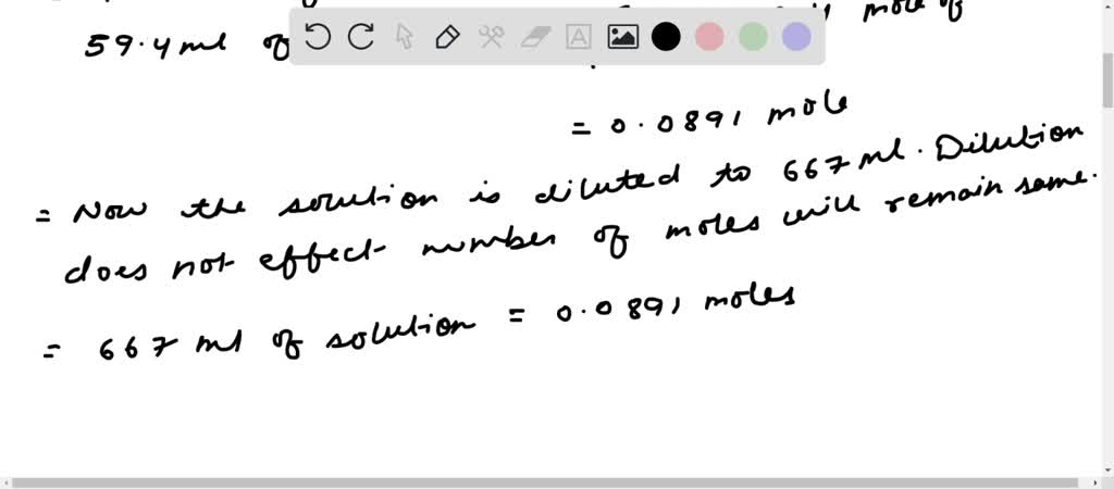 SOLVED: A 1.50 Molar dextrose solution is diluted by taking 59.4 mLs of ...