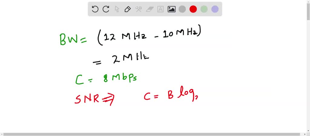 SOLVED: If the bandwidth of a telephone channel is 4KHz and SNR is 20dB. Calculate the channel ...