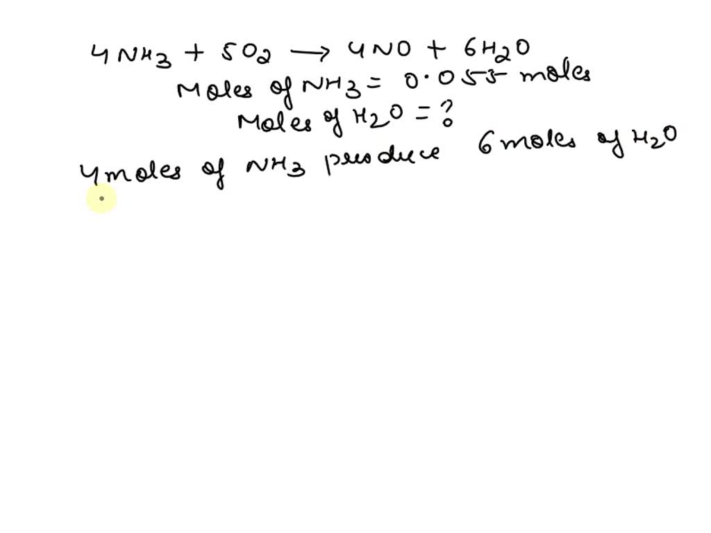 CHEMICAL REACTIONS Using chemical equation t0 find moles of product from moles Gaseous ammonia ...