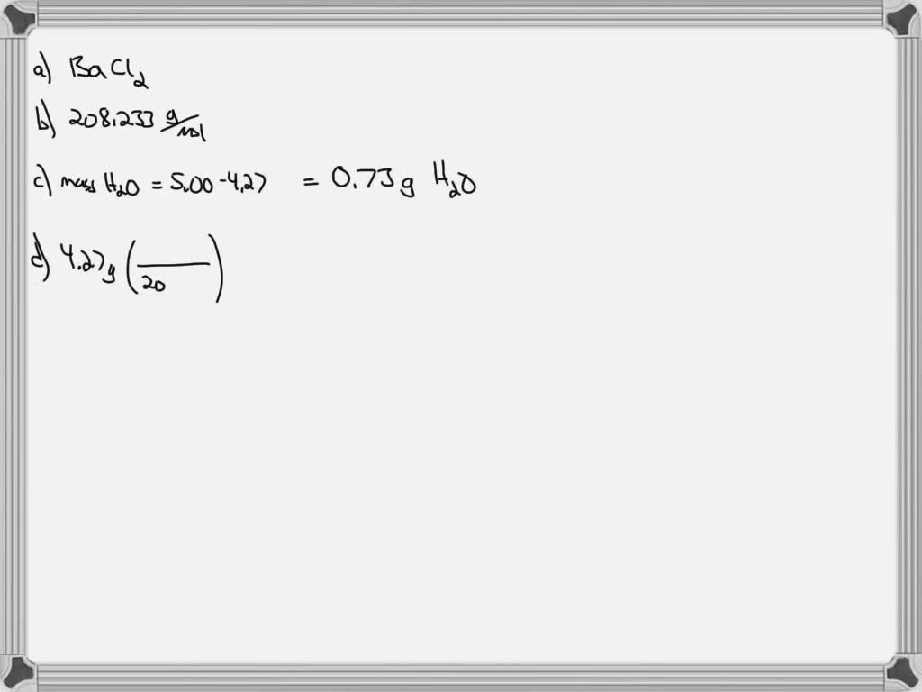SOLVED: Formulas and Masses 4) Write the chemical formula and the molar mass of the following ...