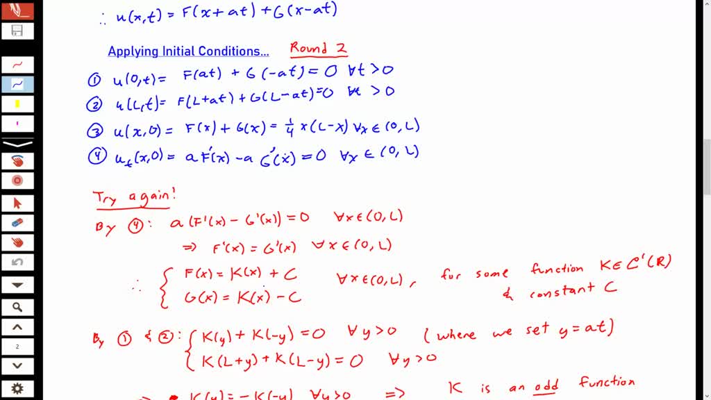 SOLVED: 4. Solve the 1 D wave equation (∂^2ϕ(x, t))/(∂ x^2)=(1)/(16)(∂ ... SOLVED: 4. Solve the 1 D wave equation (∂^2ϕ(x, t))/(∂ x^2)=(1)/(16)(∂ ...