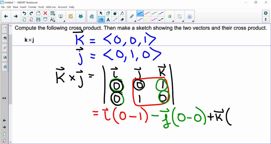 SOLVED: Compute the following cross product: Then make a sketch showing ...