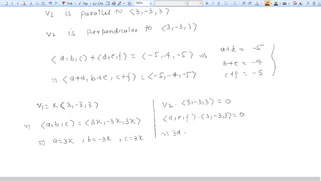 SOLVED: point) Find two vectors v1 and v2 whose sum is 5) , where v1 is parallel to (3, -2 ...
