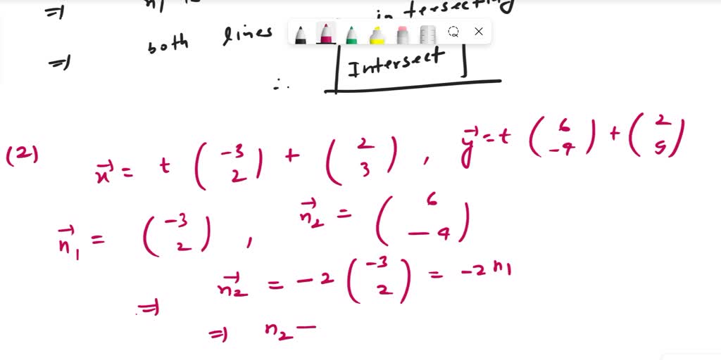 SOLVED: Determine whether the following lines in R2 represented by the ...