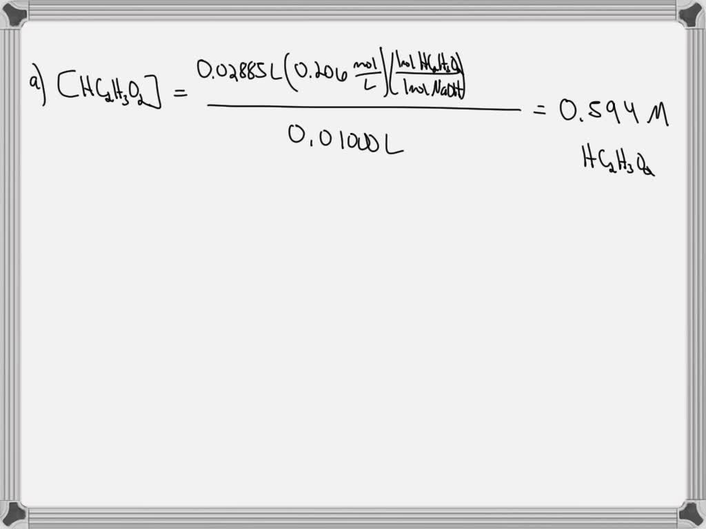 SOLVED: A 10.0-mL vinegar sample is pipetted into an Erlenmeyer flask and titrated with 28.85 mL ...