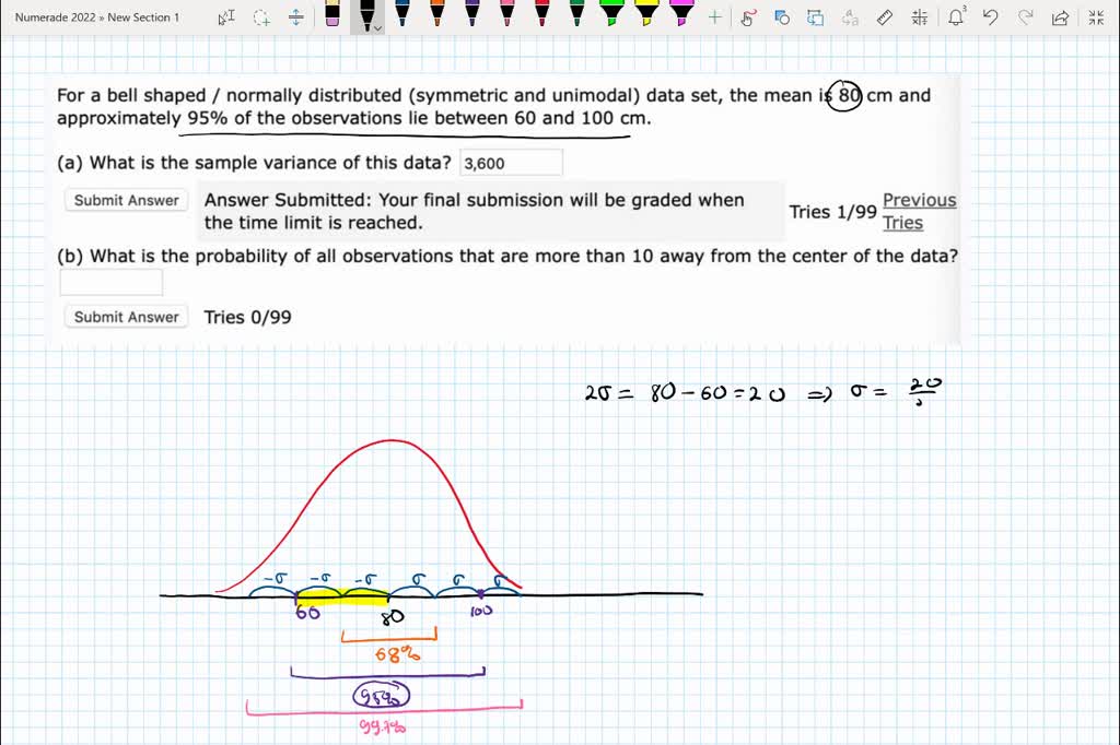 SOLVED: For a bell shaped normally distributed (symmetric and unimodal ...