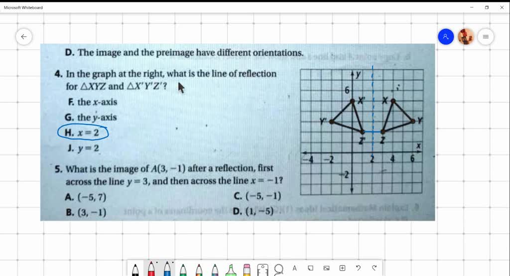 SOLVED: 'Choose the correct graph that shows the preimage and image of ...