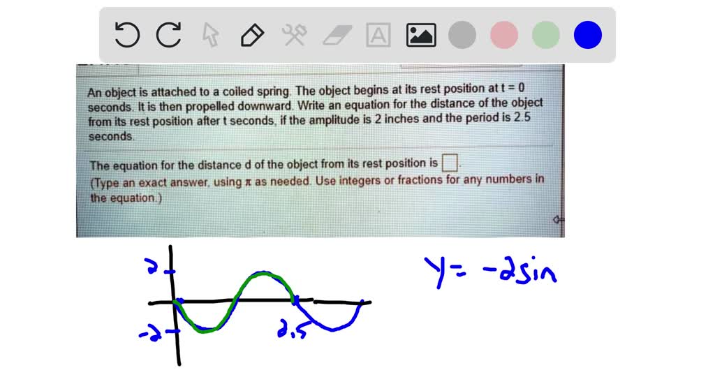SOLVED: An object is attached to a coiled spring The object begins at its rest position at t = 0 ...