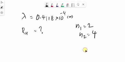for one line of the hydrogen spectrum is 4118 x 10 4 cm use this value ...
