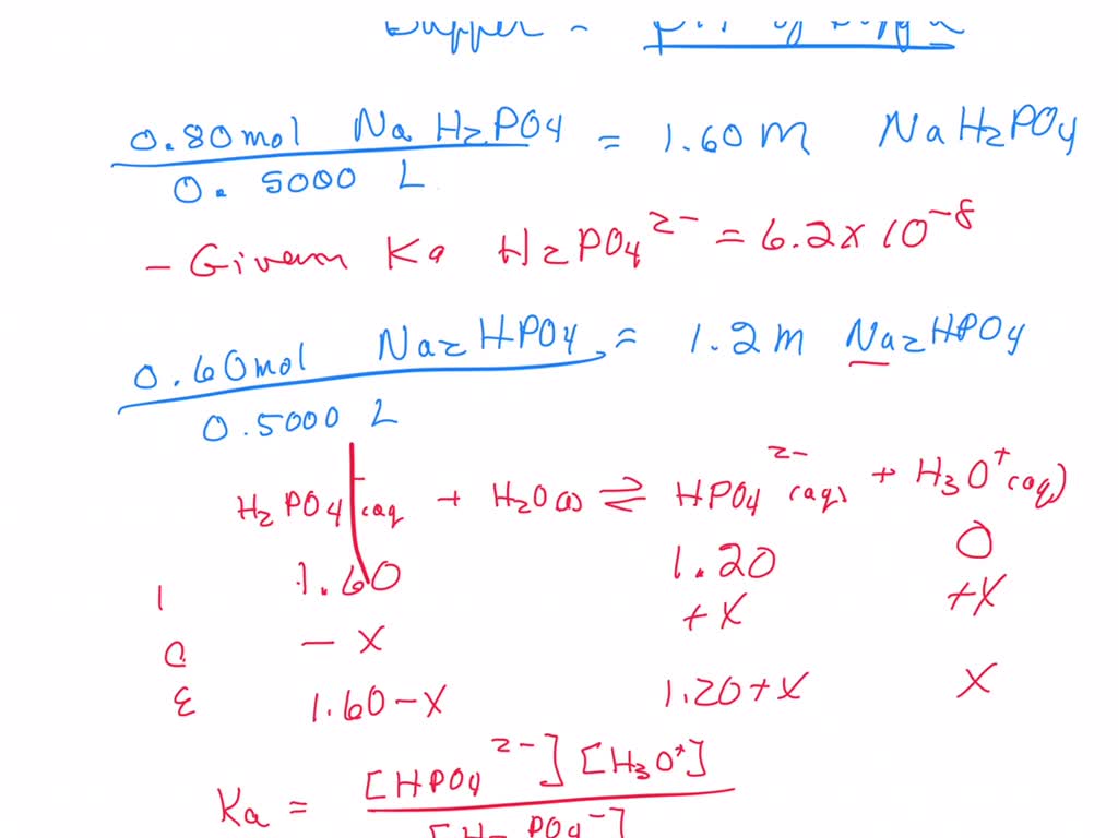 SOLVED: A buffer is prepared by dissolving 0.80 mol of sodium dihydrogen phosphate, NaH2PO4, and ...