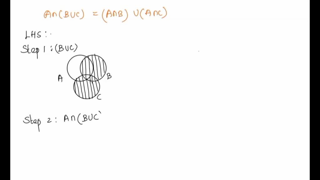 SOLVED: 2. Use Venn diagrams to prove An(BUC) = (Anb)u(anc)