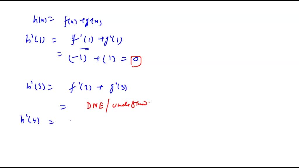 SOLVED: Let h(x) = f(x) g(x) Find h' (1) h' (3), and h' (4). Let h(x) = f(x)g(x) Find h' (1) h ...
