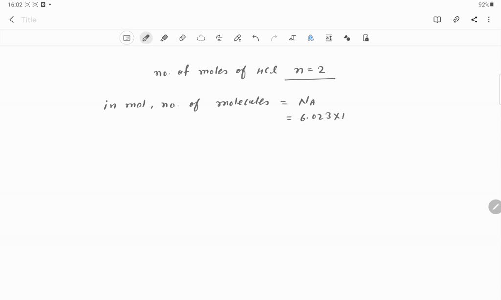 SOLVED: Calculate the number of molecules in 2 moles of hydrochloric acid