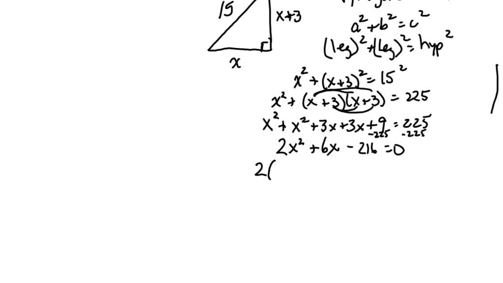 SOLVED: One leg of a right triangle is 3cm longer than the other leg ...
