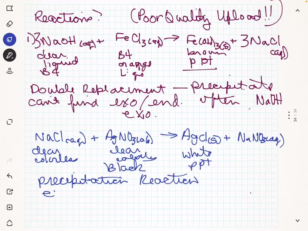 SOLVED: Reaction Observations (Before mixing) Observations (After ...