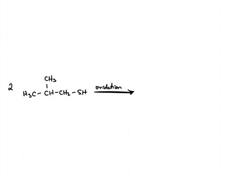 Draw the sulfur-containing product of the oxidation reaction between two 2-methyl-1-propanethiol ...