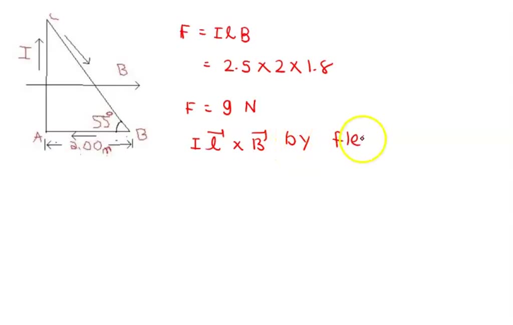 SOLVED: The triangular loop of wire shown in the drawing carries a current of [ = 4.70 A A ...
