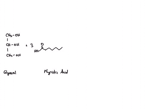 Draw the skeletal line structure of the triacylglycerol that...