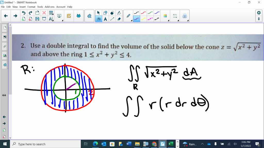 SOLVED: Use double integral to find the volume of the solid below the ...