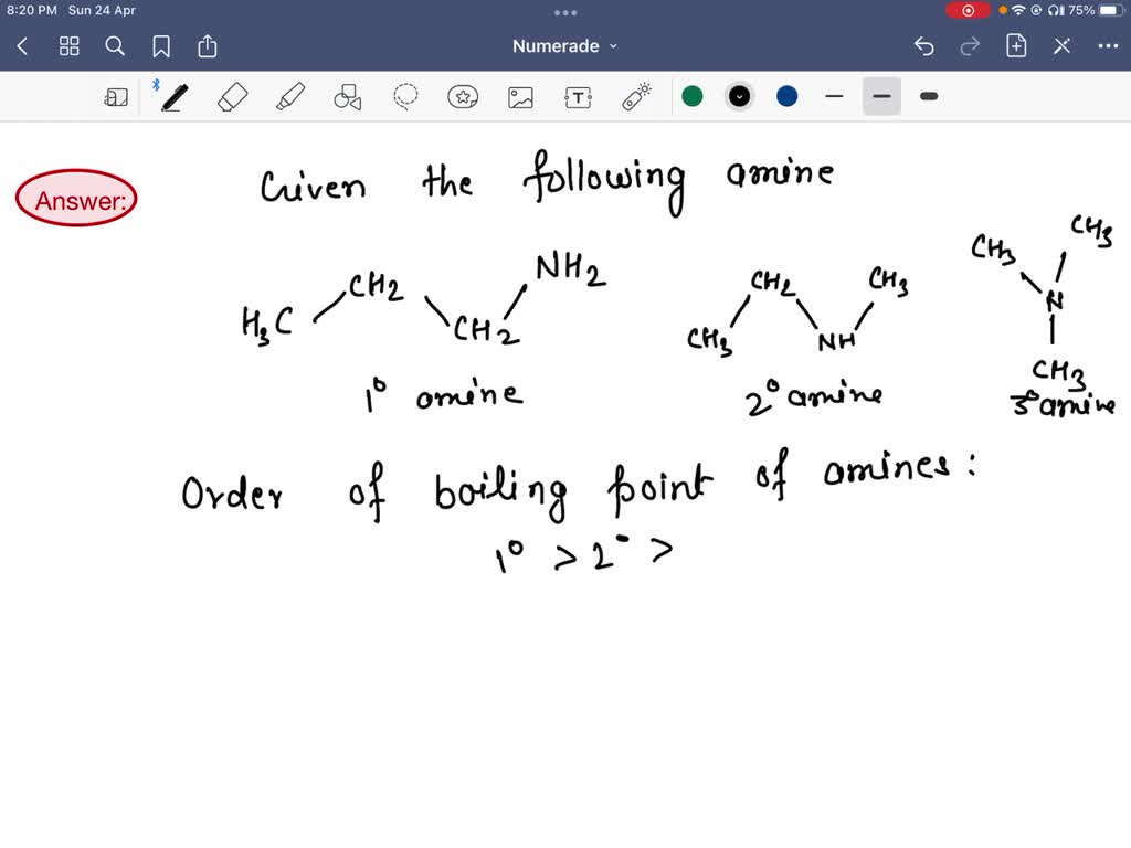 SOLVED: Given the following amines: HyC- CHg CHz NHz HaC CHz H3C- CHzNn CHs CH3 uminC 1 amine 2 ...