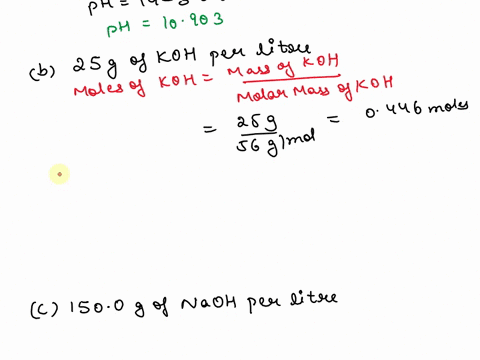 Determine the h oh poh and ph of the following strong base...