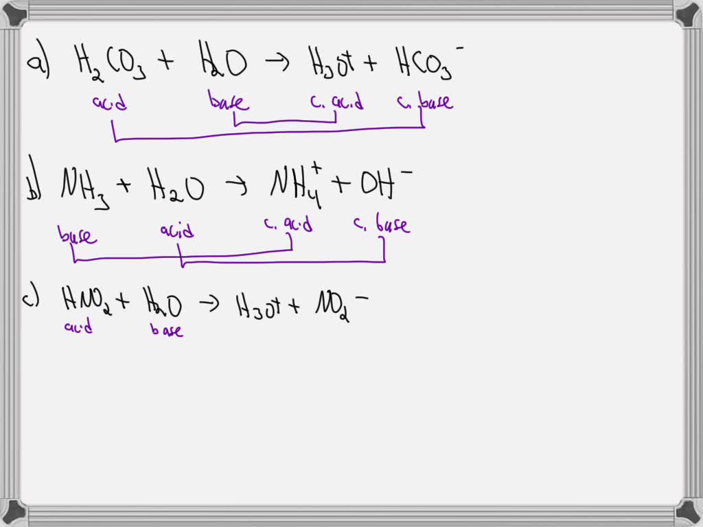 SOLVED: For each of the following, write the hydrolysis reaction with ...