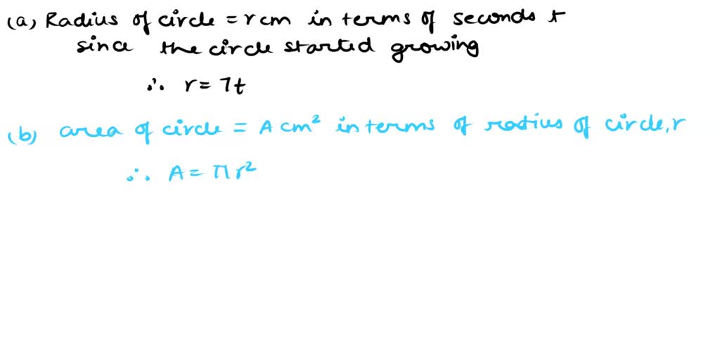 SOLVED: "circle's radius that has an initial radius of 0 cm is ...