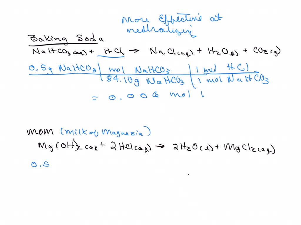 SOLVED: a base such as sodium bicarbonate (NaHCO3). The neutralization ...