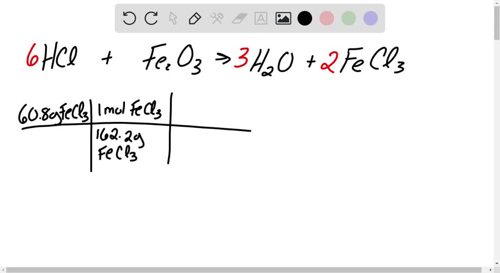 SOLVED: The substances hydrochloric acid and iron(III) oxide react to ...