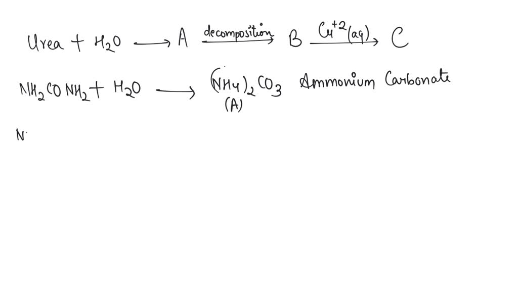 SOLVED:Urea reacts with water to form A which will decompose to form B ...