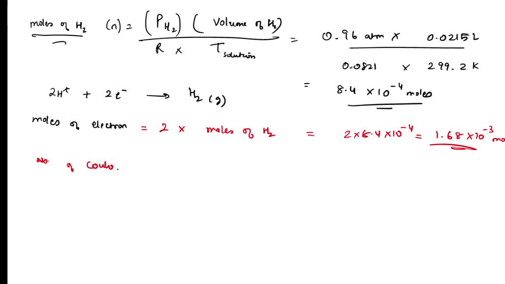 SOLVED: Calculate: Faraday Constant and Avogadro Number Total volume of hydrogen gas produced ...