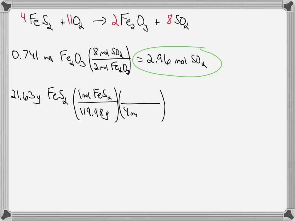 SOLVED: When fool's gold, iron (IV) sulfide reacts with oxygen, it ...