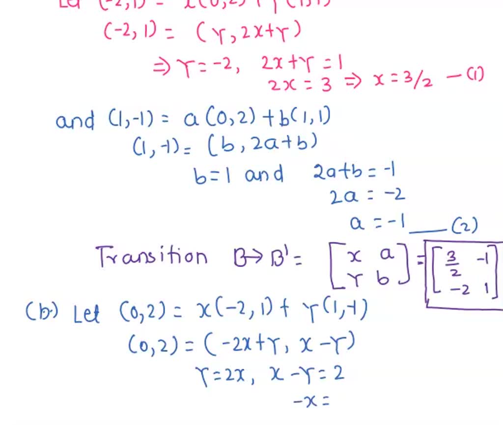 SOLVED: 6. Find the transition matrix from B to B', the transition ...