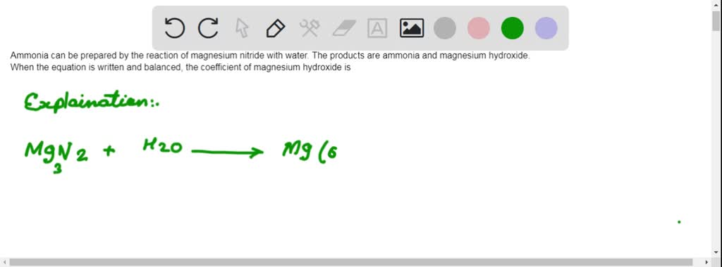 SOLVED: Ammonia can be prepared by the reaction of magnesium nitride ...