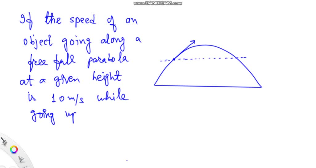 SOLVED: If the speed of an object going along a freefall parabola at a ...