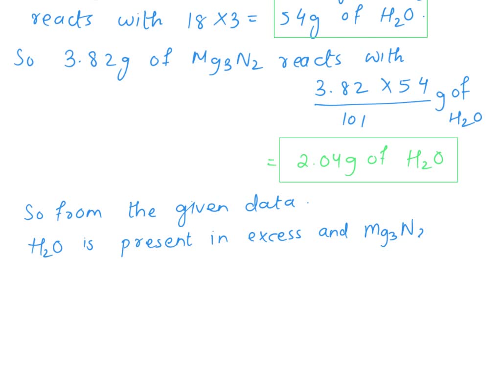 SOLVED: Magnesium reacts directly with nitrogen gas to form magnesium ...