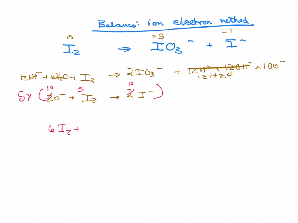 SOLVED: Balance the following equation by the ion-electron method: I2 ...