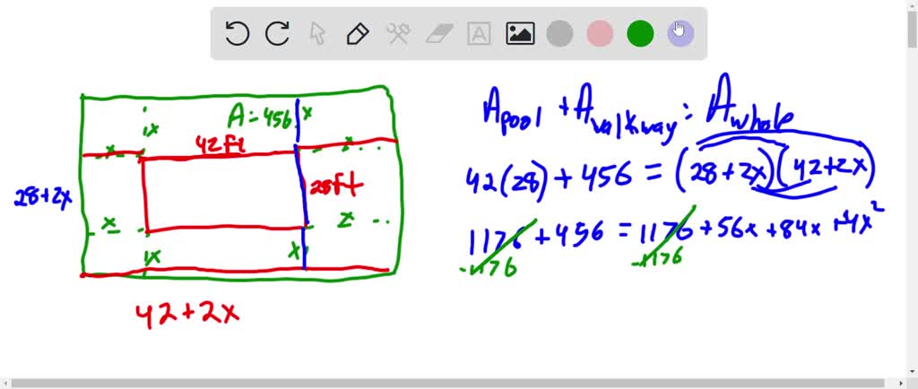 SOLVED: A 28 ft by 42 ft rectangular swimming pool is surrounded by a ...