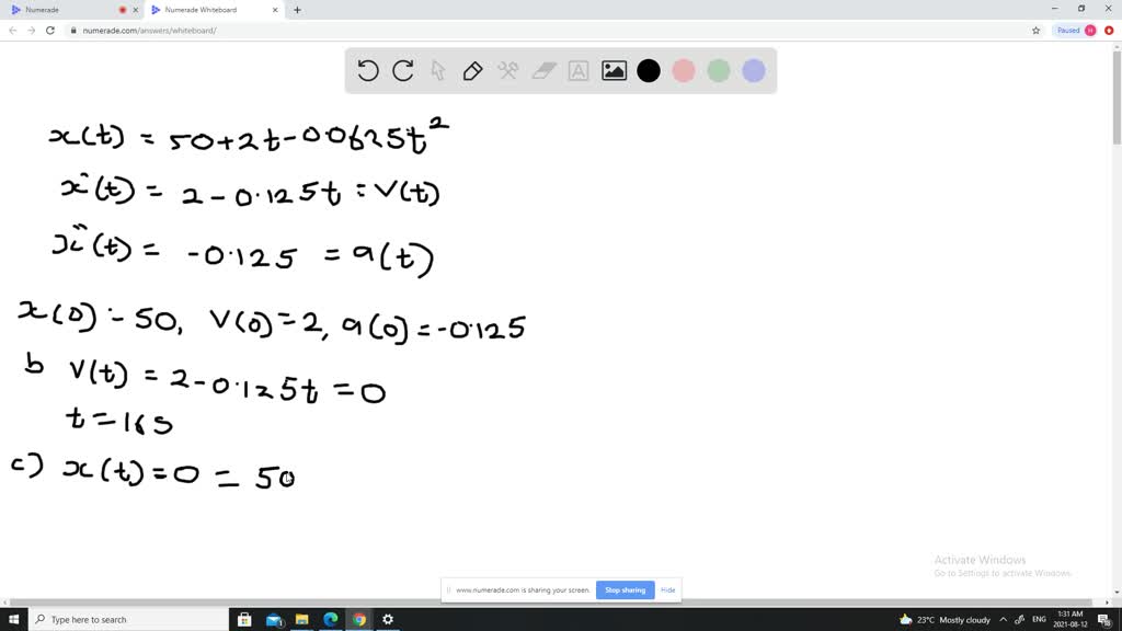 SOLVED: A turtle crawls along a straight line, which we will call the x ...