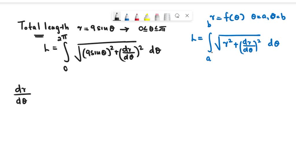 SOLVED: Total length of circle r= 9 sin theta as an integral in polar ...