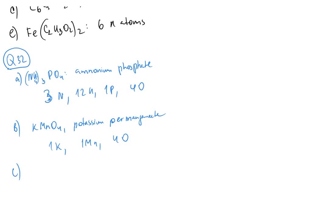 SOLVED: Q31. How many hydrogen atoms are represented in each formula? a ...