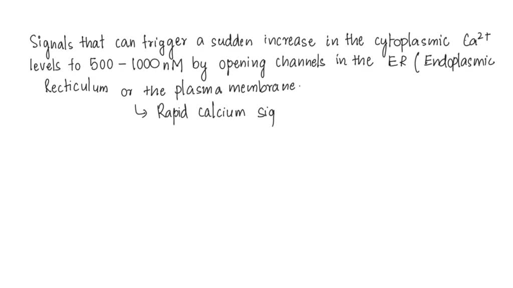 SOLVED: Calcium ions (CA2+) are stored in the smooth ER. Some signaling ...