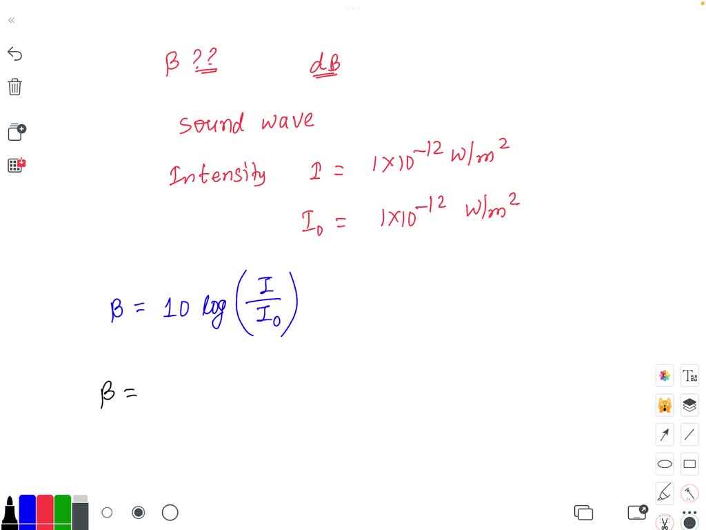 SOLVED: A sound wave has intensity I1 and intensity level ß1. Another ...