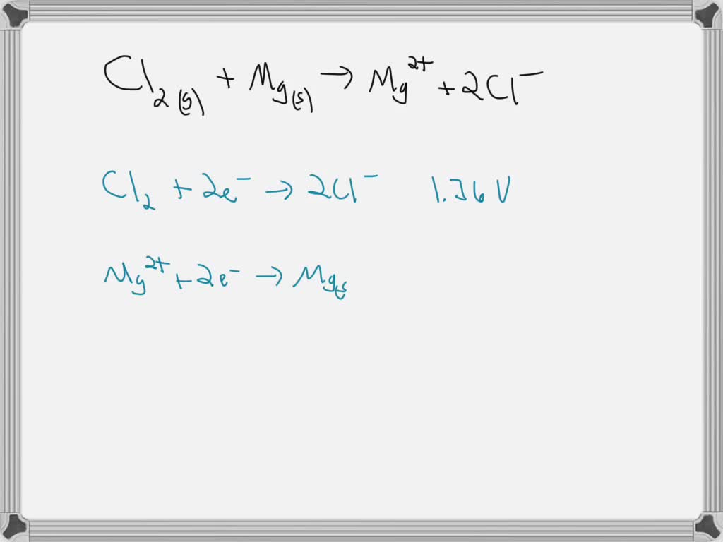SOLVED: Calculate EÂ° cell for the reaction between chlorine and ...
