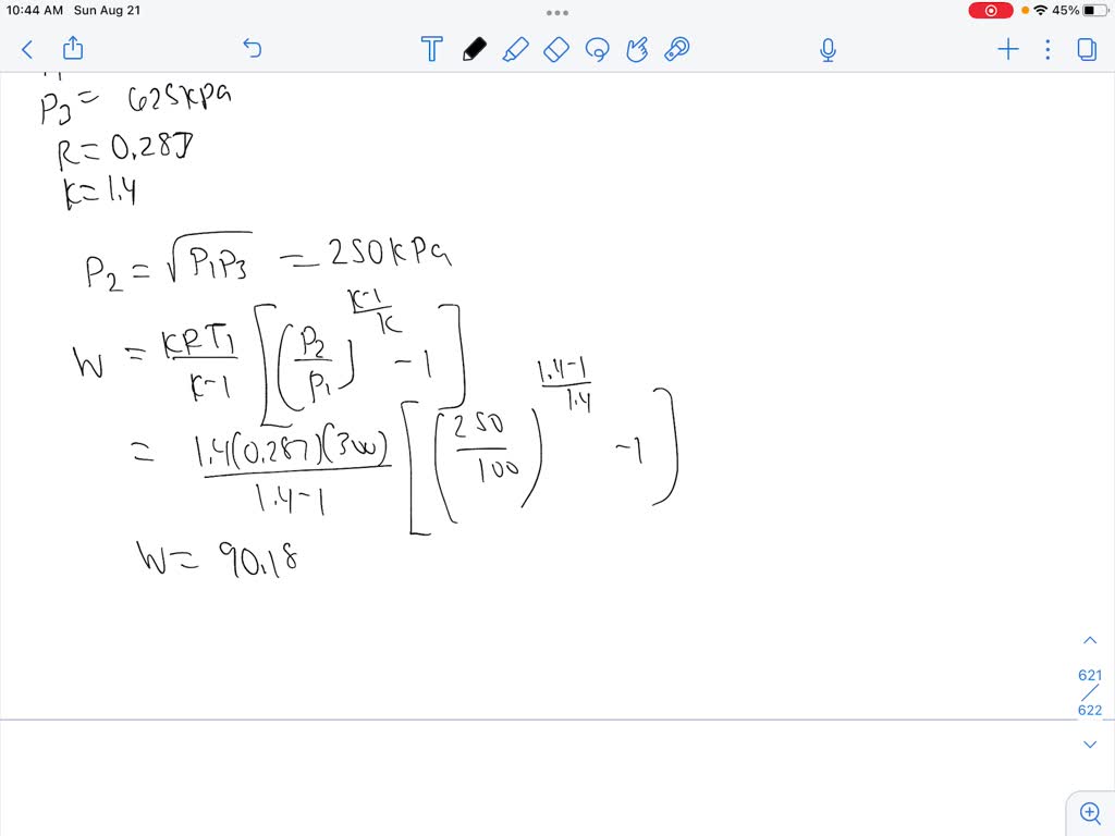 SOLVED: Air enters a two-stage compressor at 100 kPa and 27^∘C and is compressed to 625 kPa. The ...