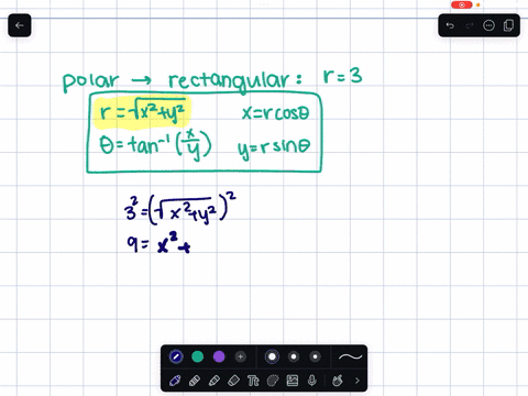 Transform the polar equation to an equation in rectangular...